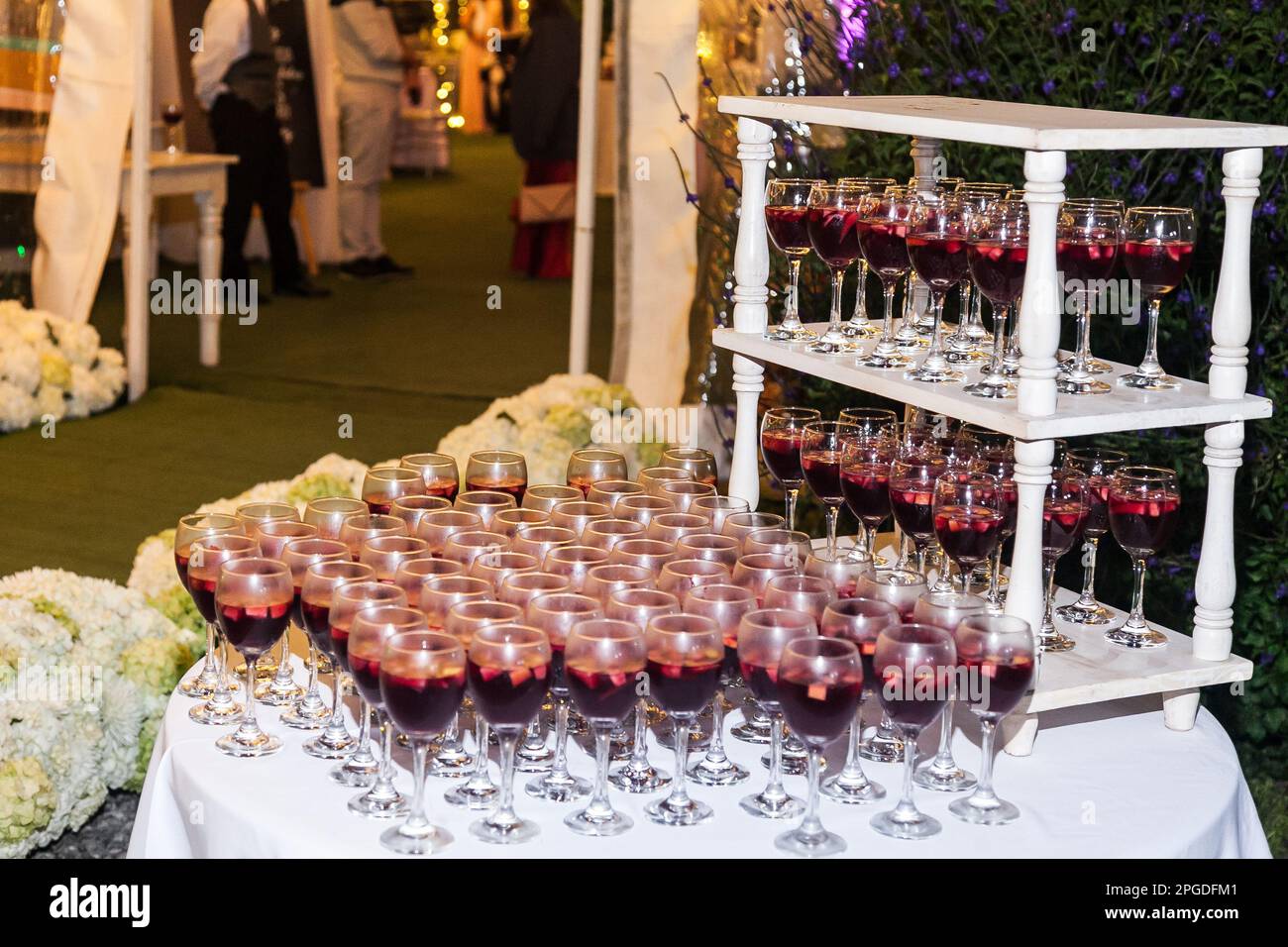 Social events reception; Table served with a welcome cocktail for the ...