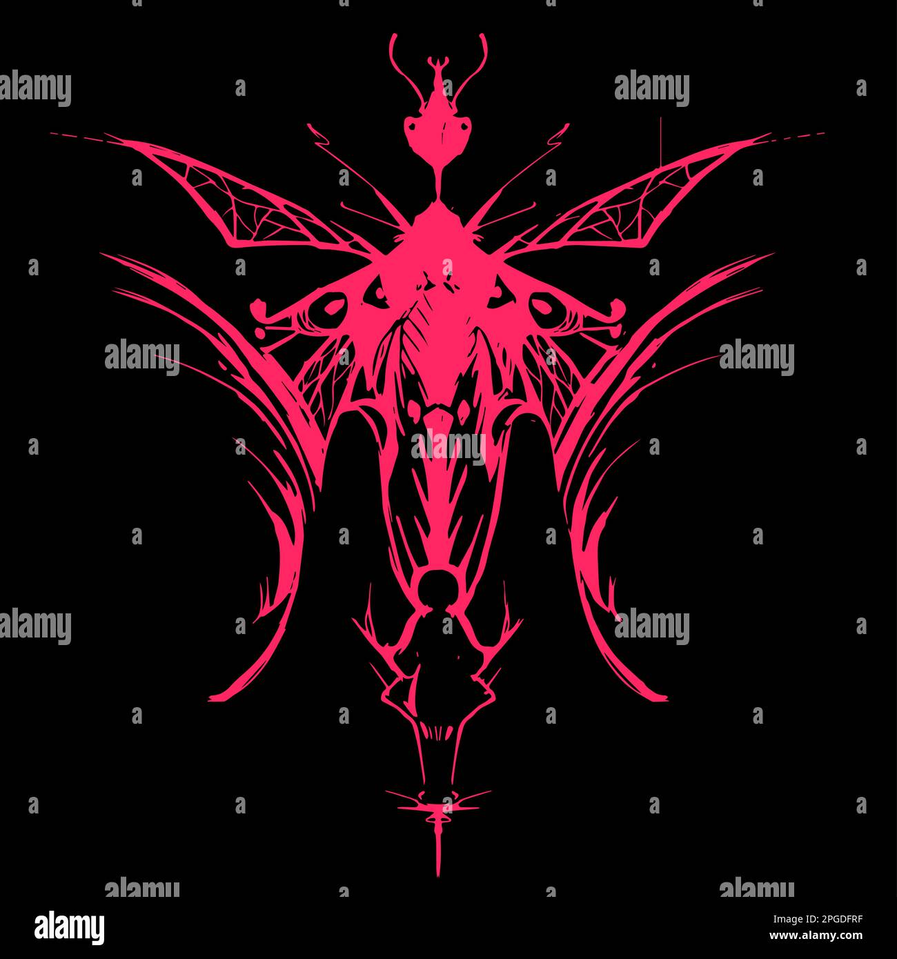 abstract neon butterfly, logo, vector with wings, sketch style Stock ...