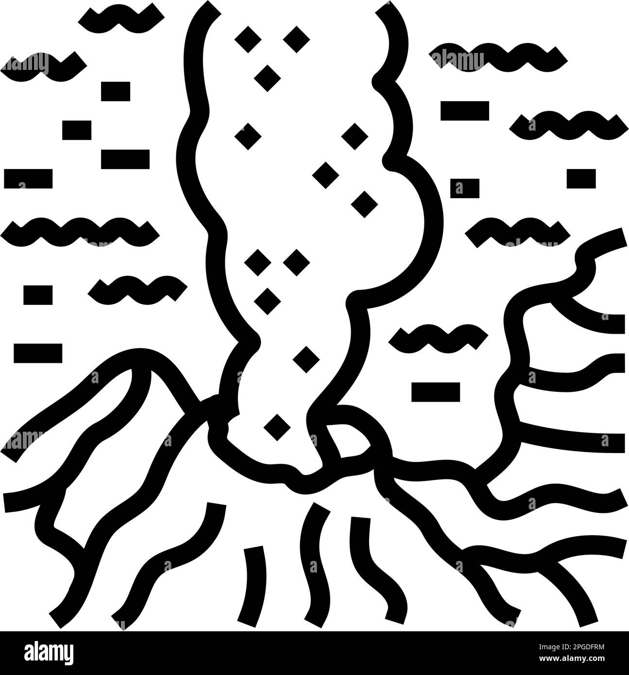 underwater volcano lava line icon vector illustration Stock Vector ...