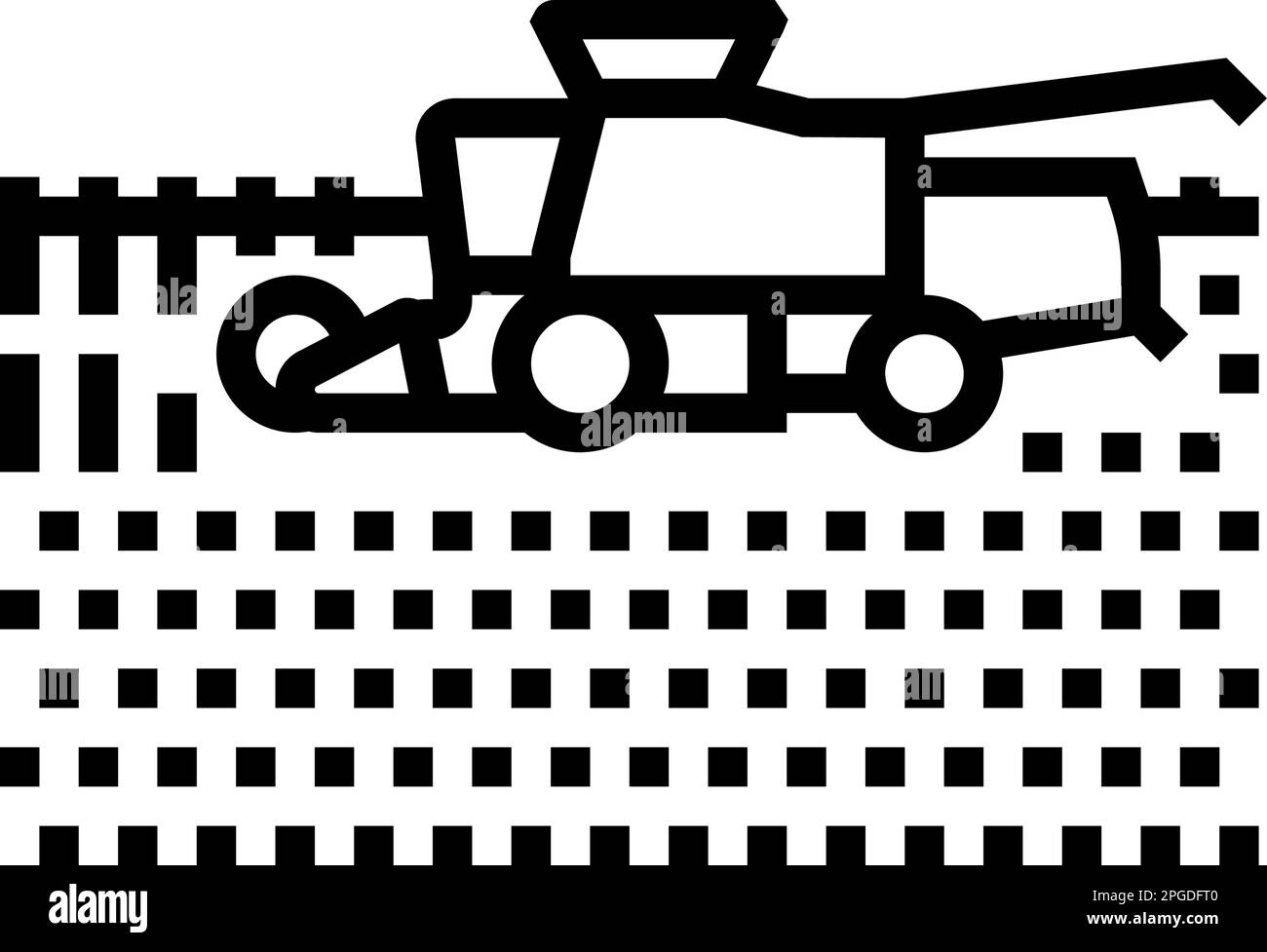 harvester harvesting field wheat line icon vector illustration Stock ...