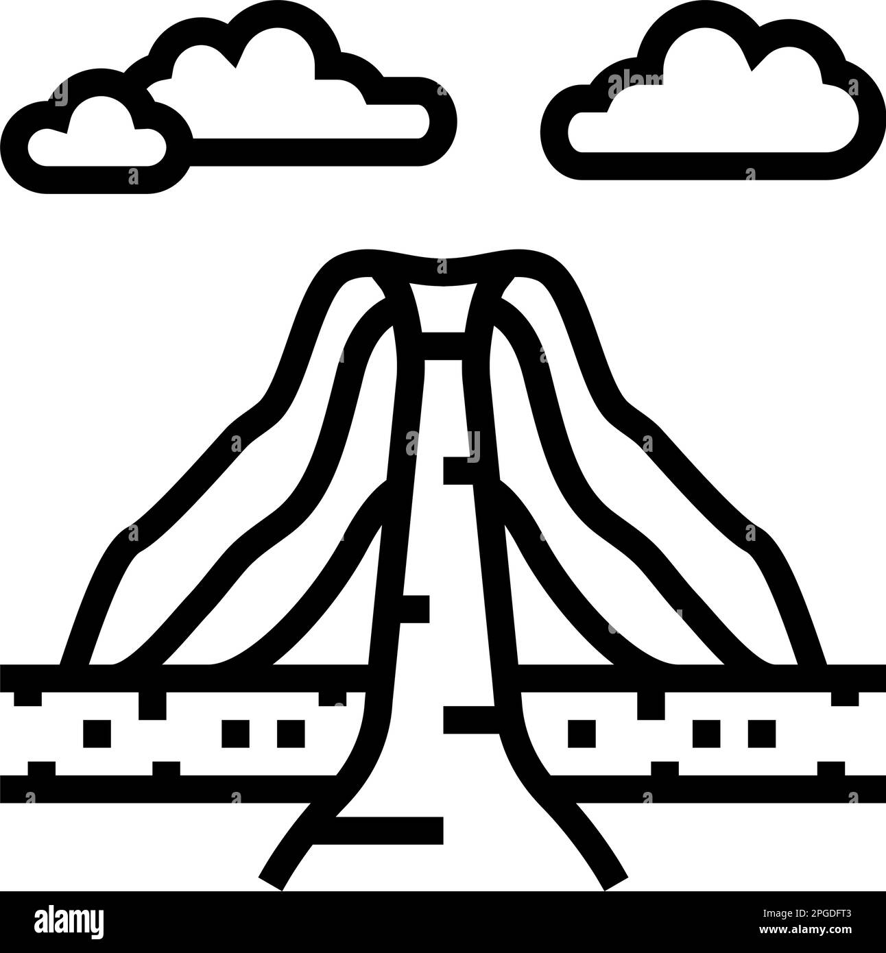 sleeping volcano lava line icon vector illustration Stock Vector Image ...