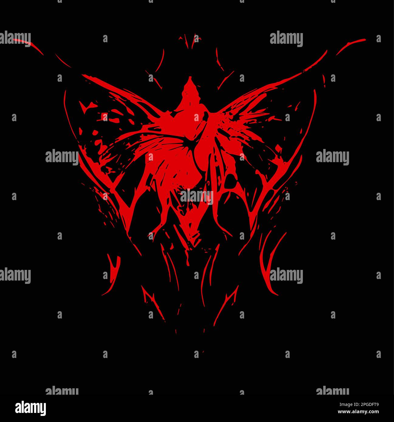 abstract neon butterfly, logo, vector with wings, sketch style Stock ...