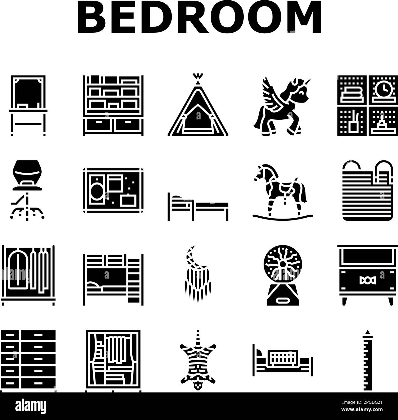 kid bedroom room interior icons set vector Stock Vector Image & Art - Alamy