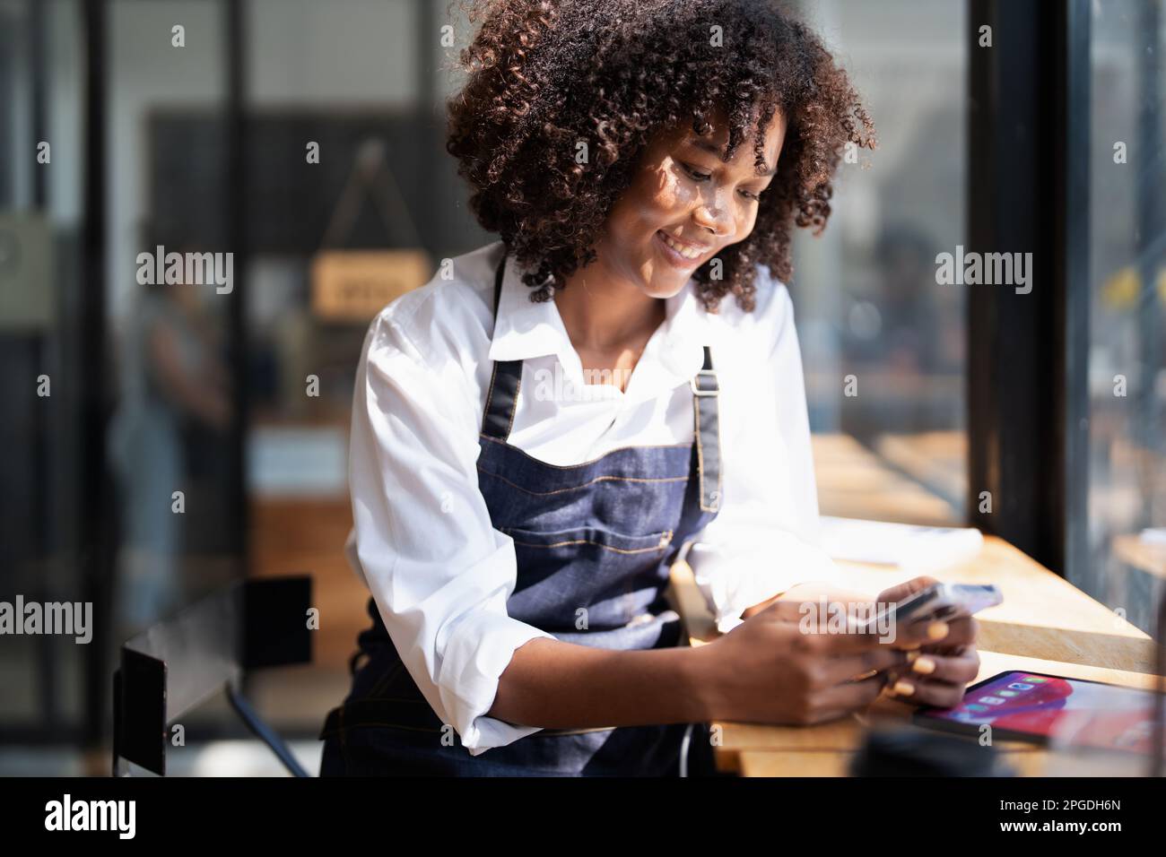 Startup successful small Beautiful American African owner sme with ...