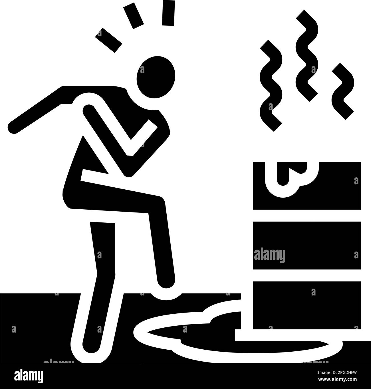 dangerous substance spill man accident glyph icon vector illustration ...