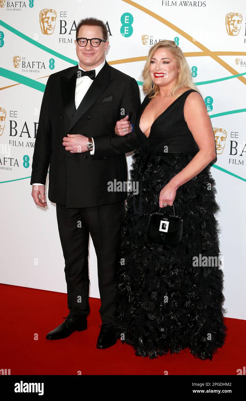 Brendan Fraser and Jeanne Moore attend the EE BAFTA Film Awards 2023 at ...