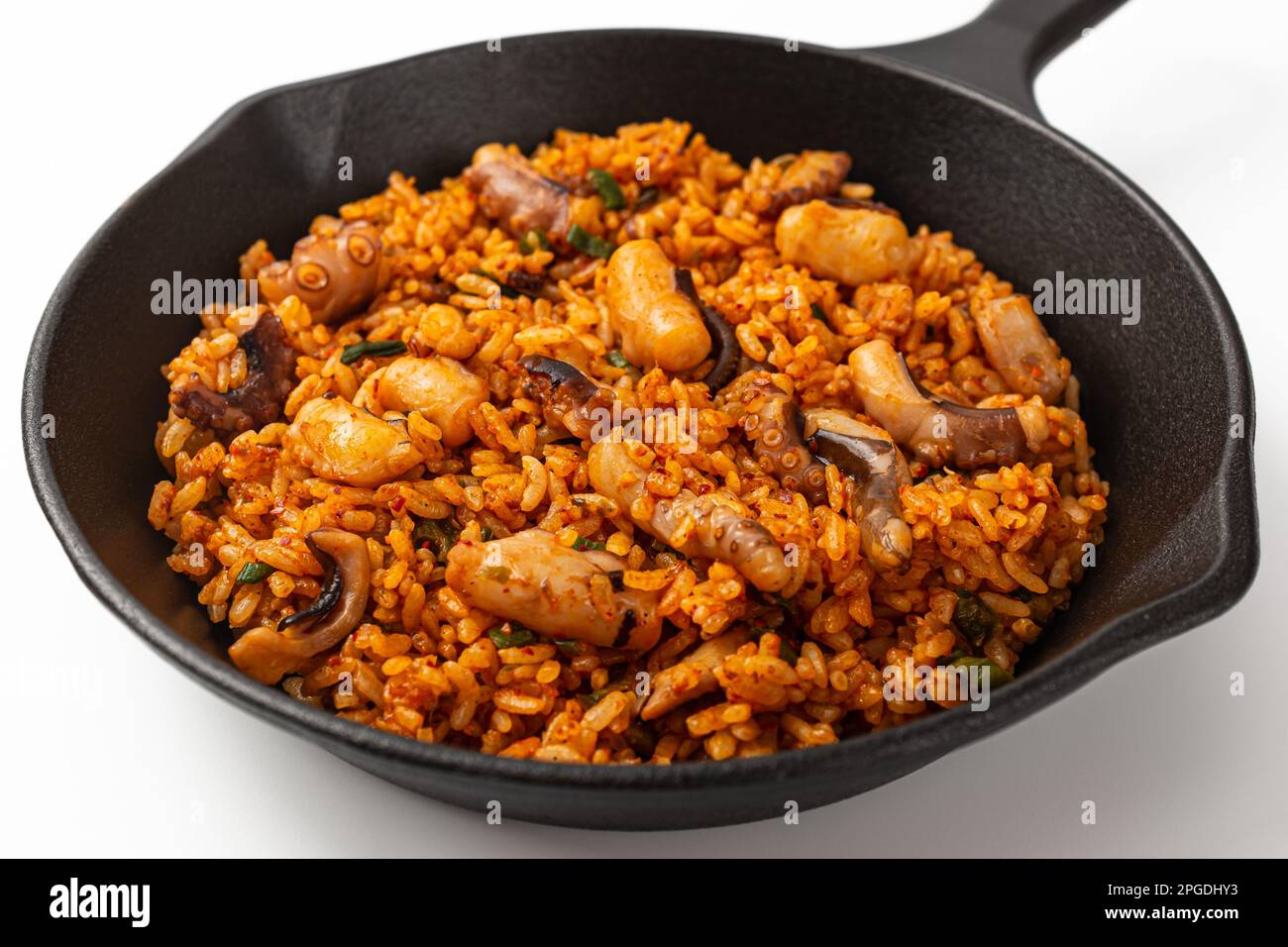 Octopus fried rice on white background Stock Photo - Alamy