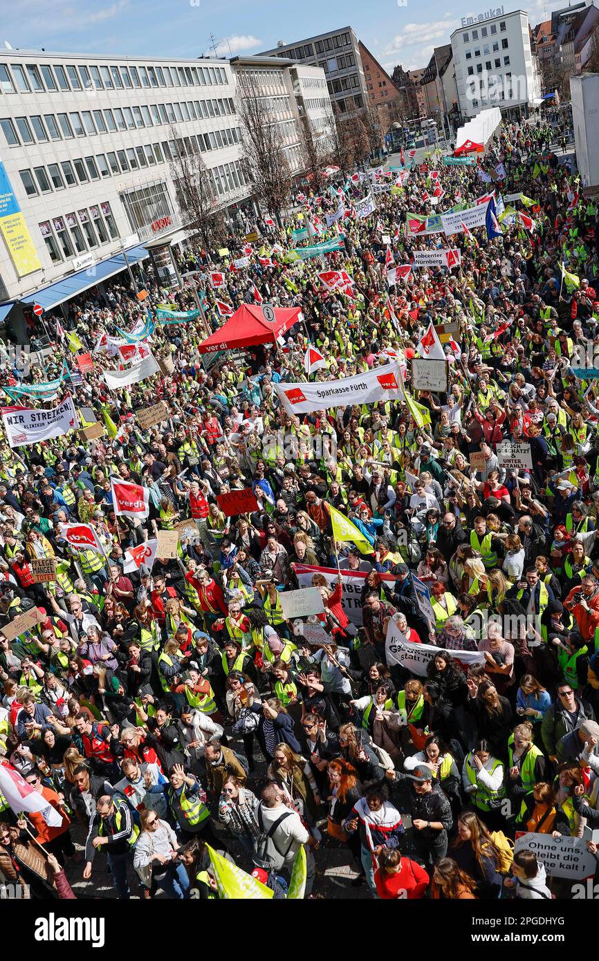 Nuremberg, Germany. 22nd Mar, 2023. During the warning strike of public service employees ...