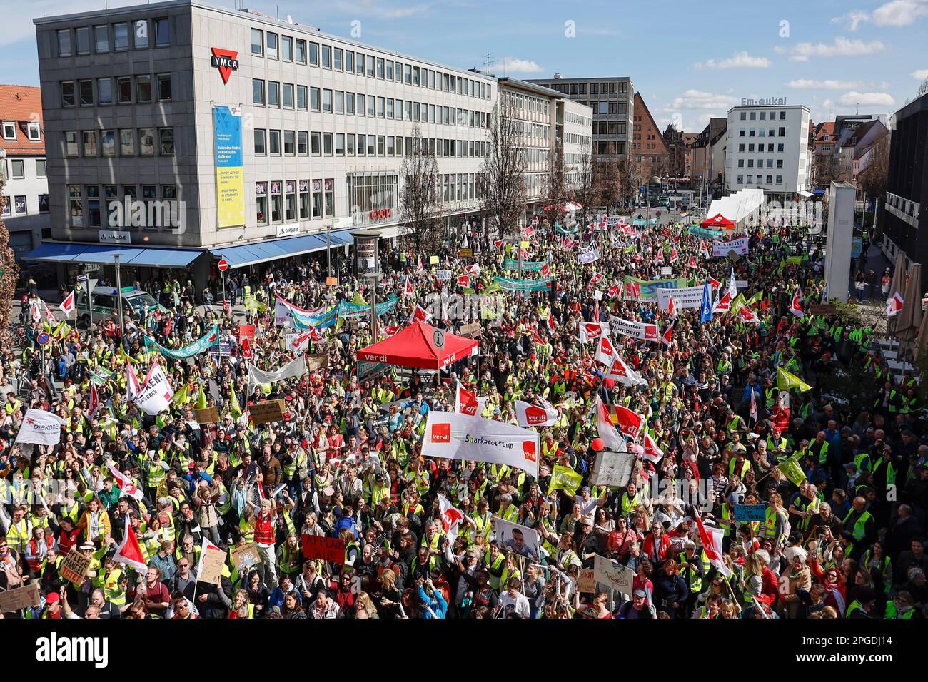 Nuremberg, Germany. 22nd Mar, 2023. During the warning strike of public service employees ...