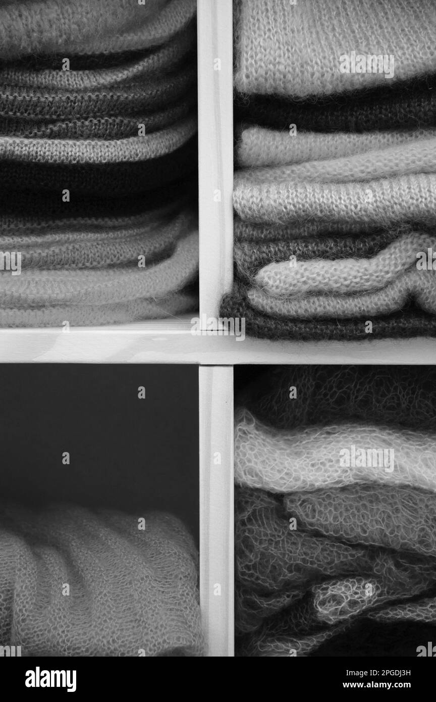 Stack clothes colorful Black and White Stock Photos & Images - Alamy