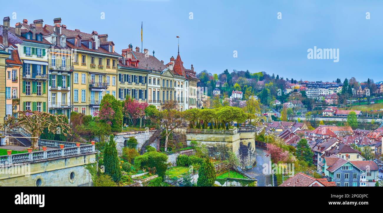Panorama of Altstadt's cityscape with townhouses and scenic ...