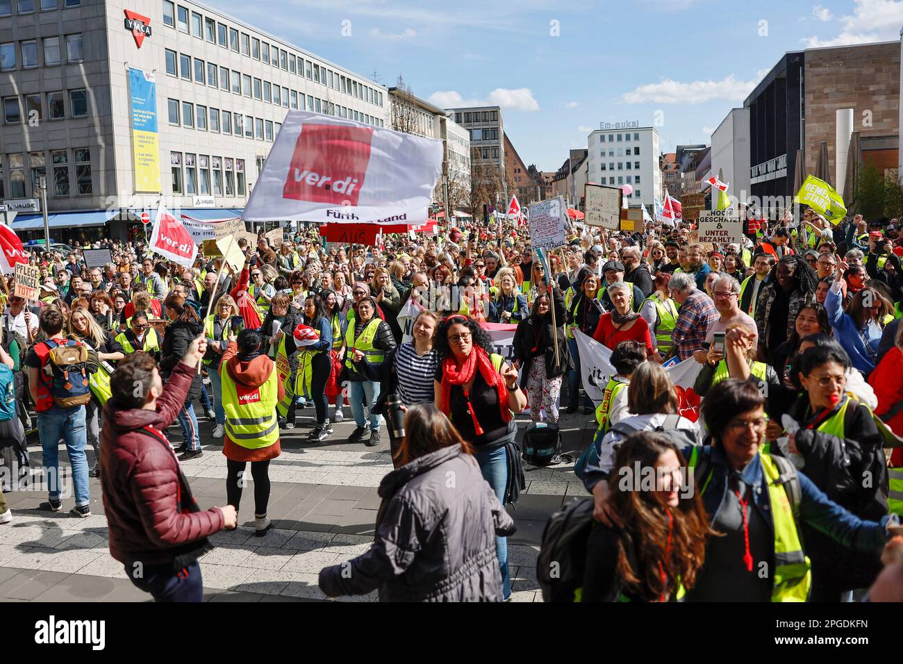 Nuremberg, Germany. 22nd Mar, 2023. During the warning strike of public service employees ...