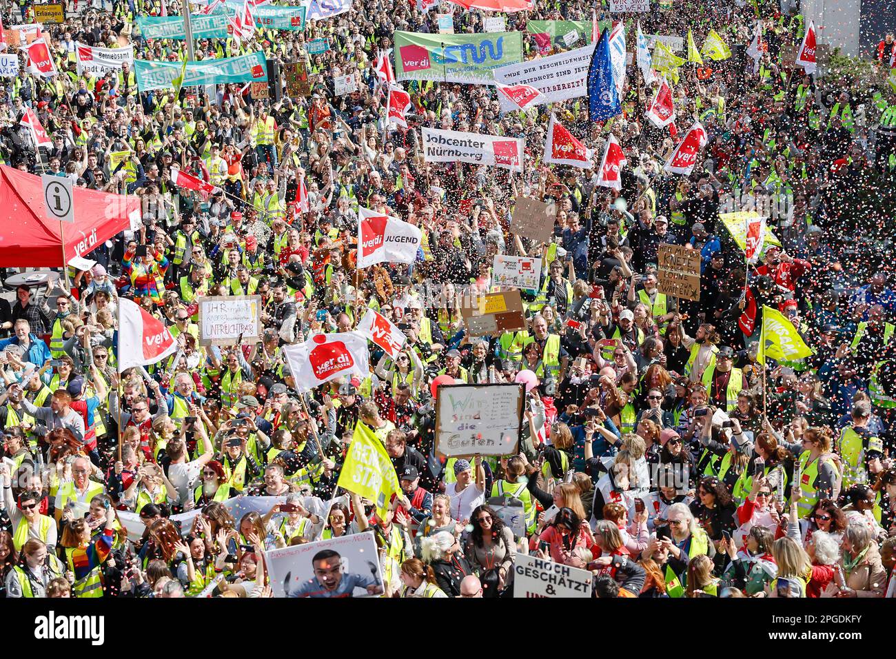 Nuremberg, Germany. 22nd Mar, 2023. During the warning strike of public service employees ...