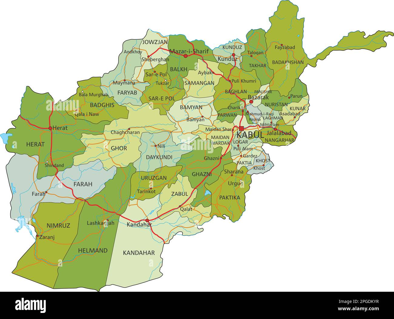 Highly detailed editable political map with separated layers ...