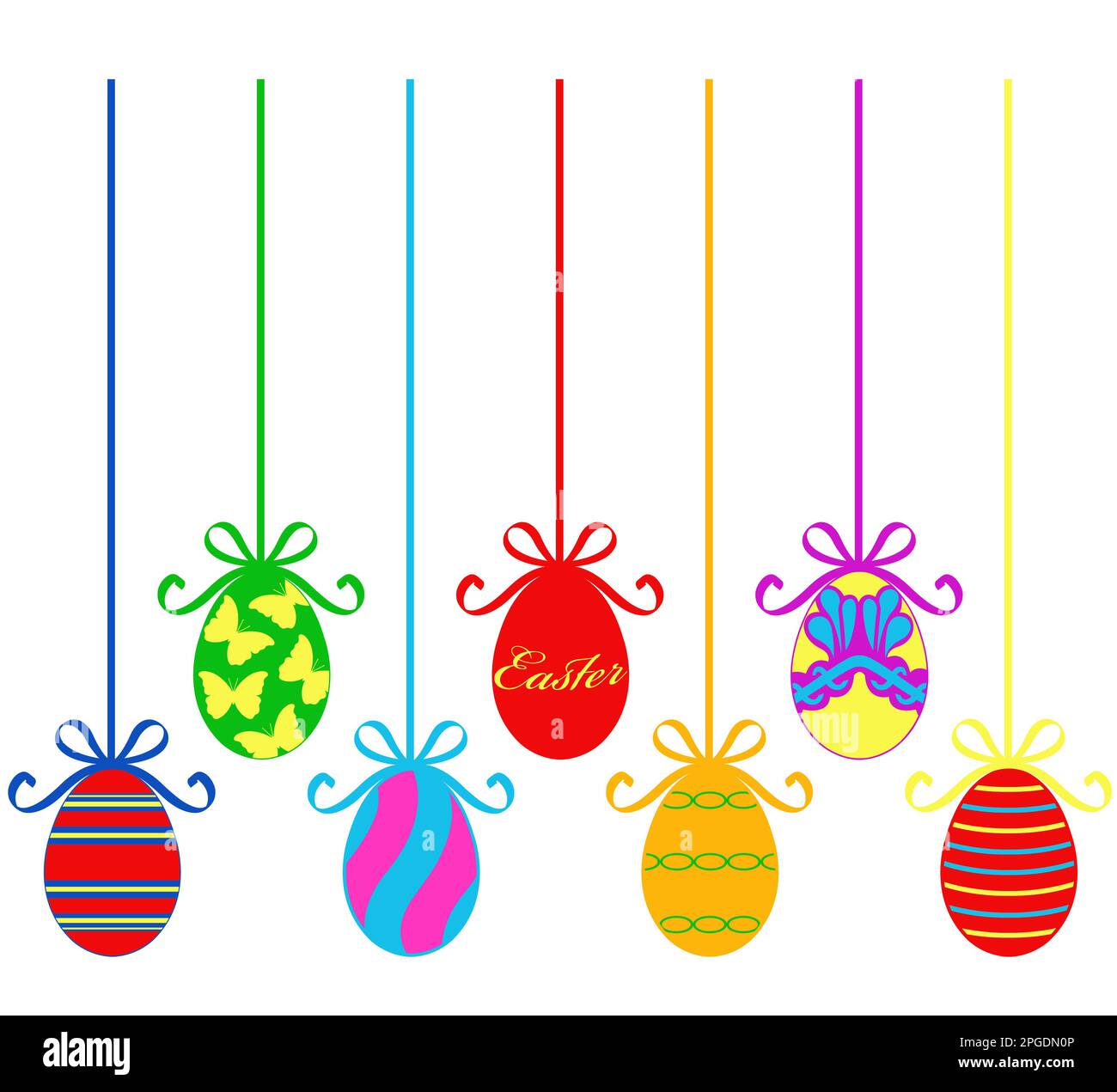 Illustration of different hanging Easter egg decorations isolated on ...