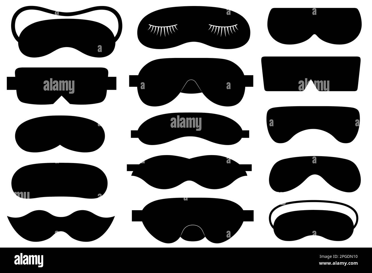 Collection of different eye sleeping masks isolated on white Stock ...