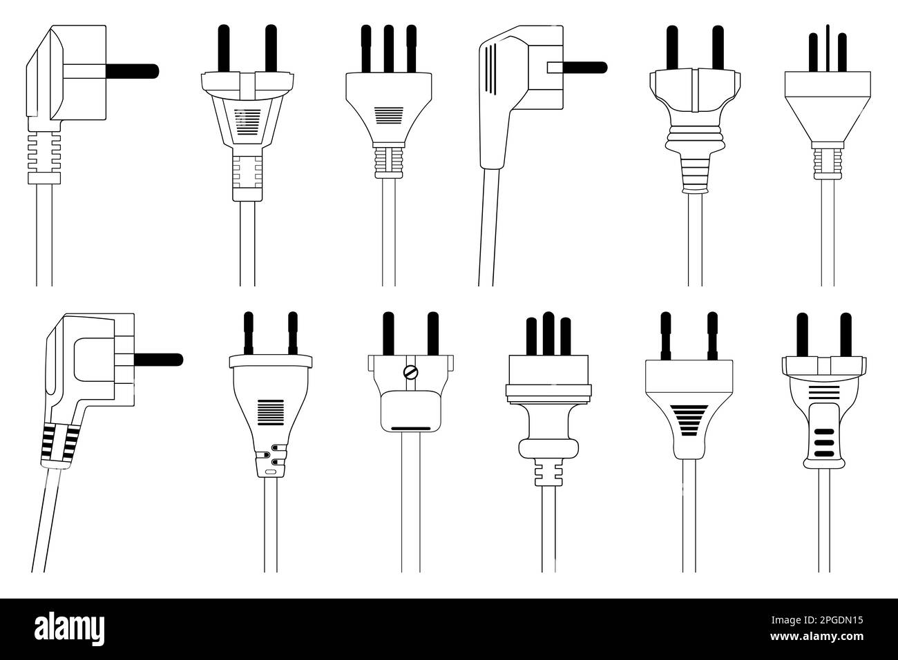 Set of different plugs isolated on white Stock Photo - Alamy