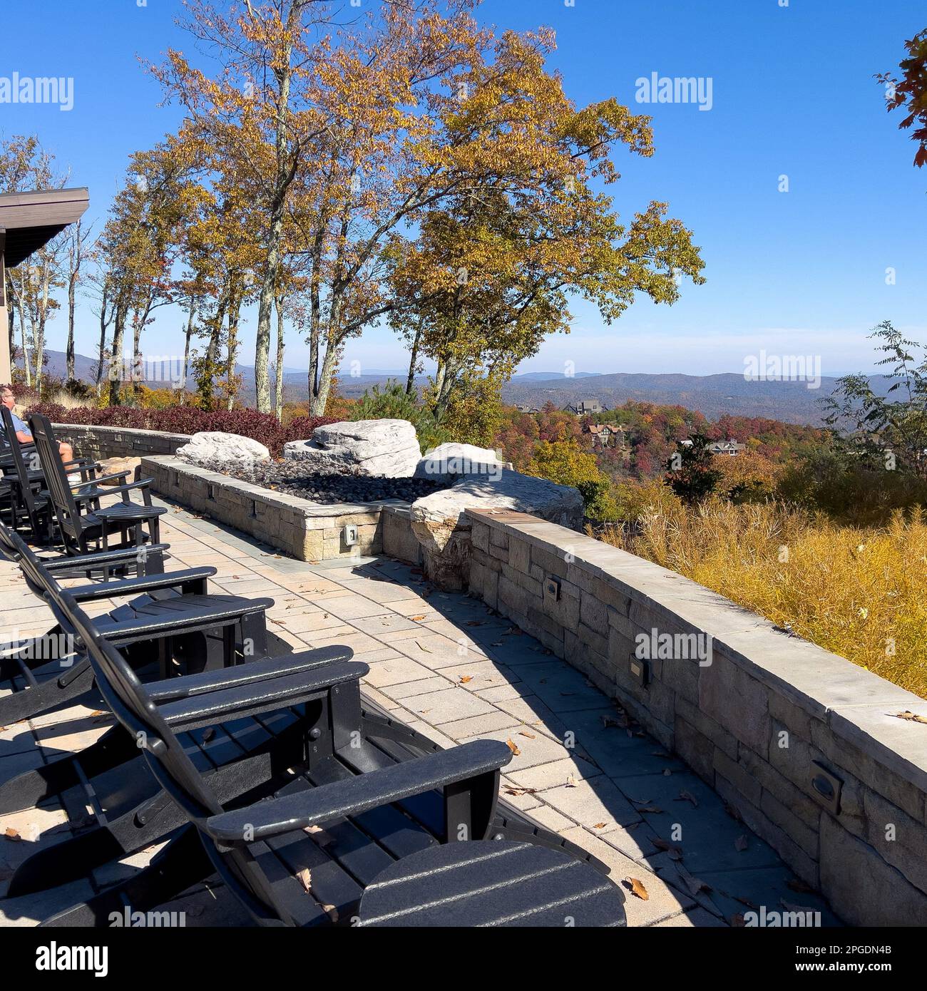 Boone, NC USA - October 23, 2022: The rocking chairs sitting area at ...