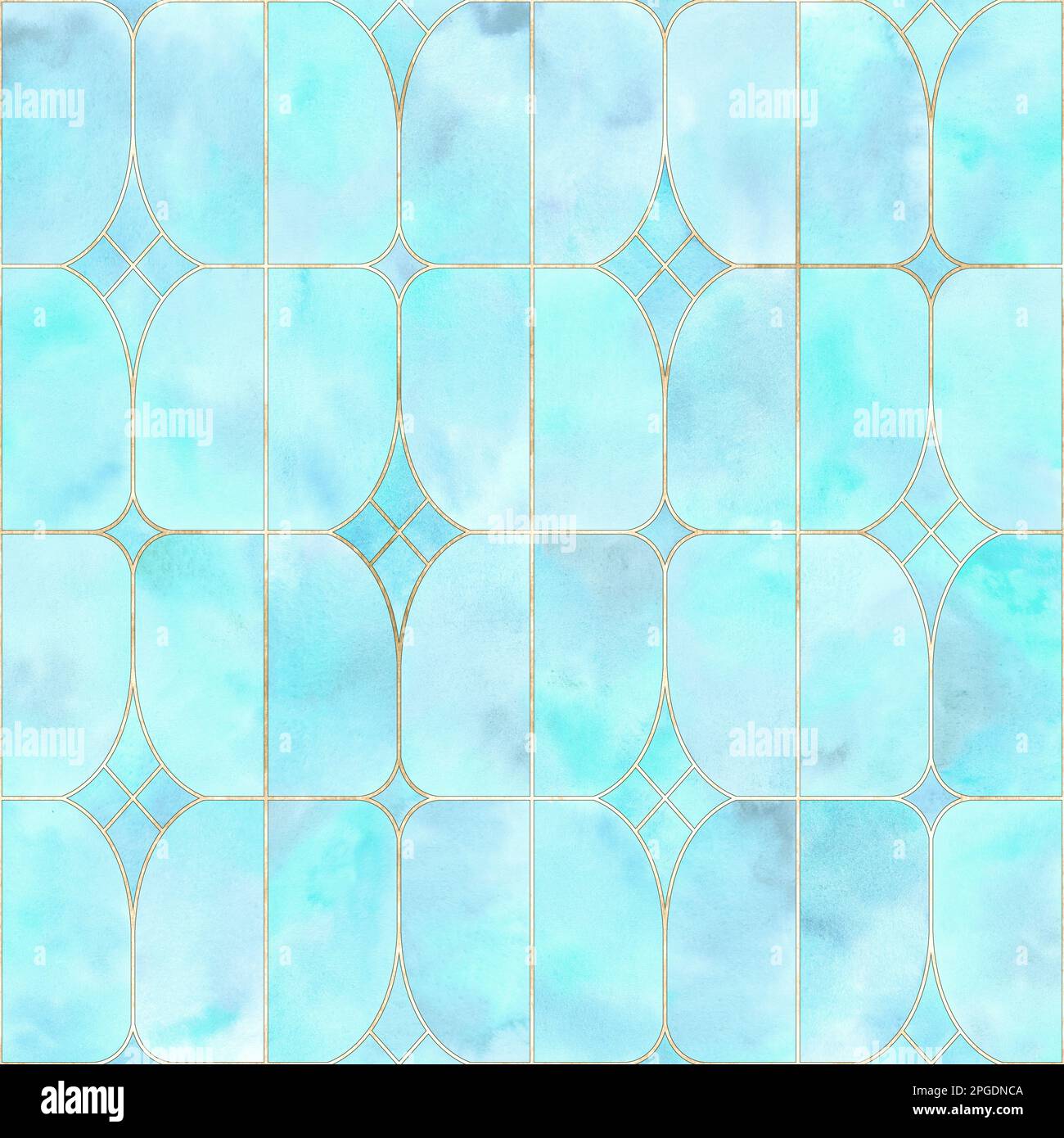 Watercolor stained glass window abstract geometric seamless pattern ...