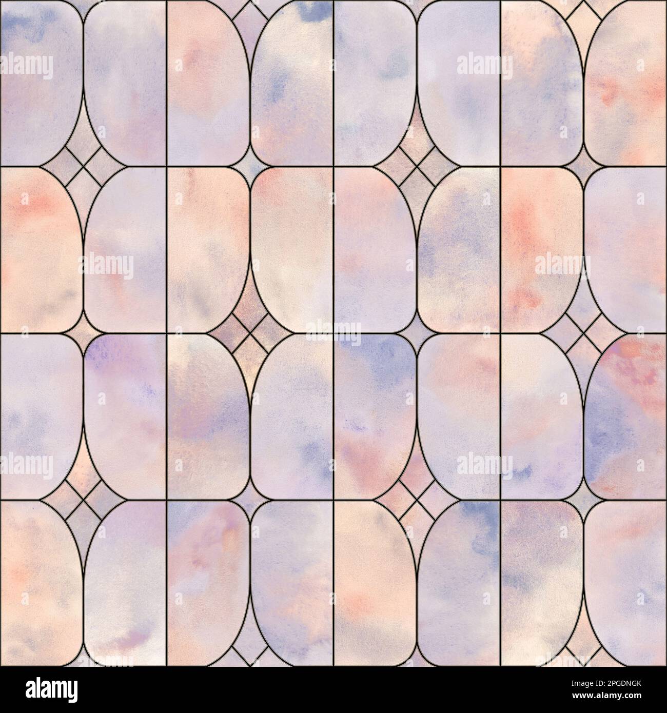 Watercolor stained glass window abstract geometric seamless pattern ...