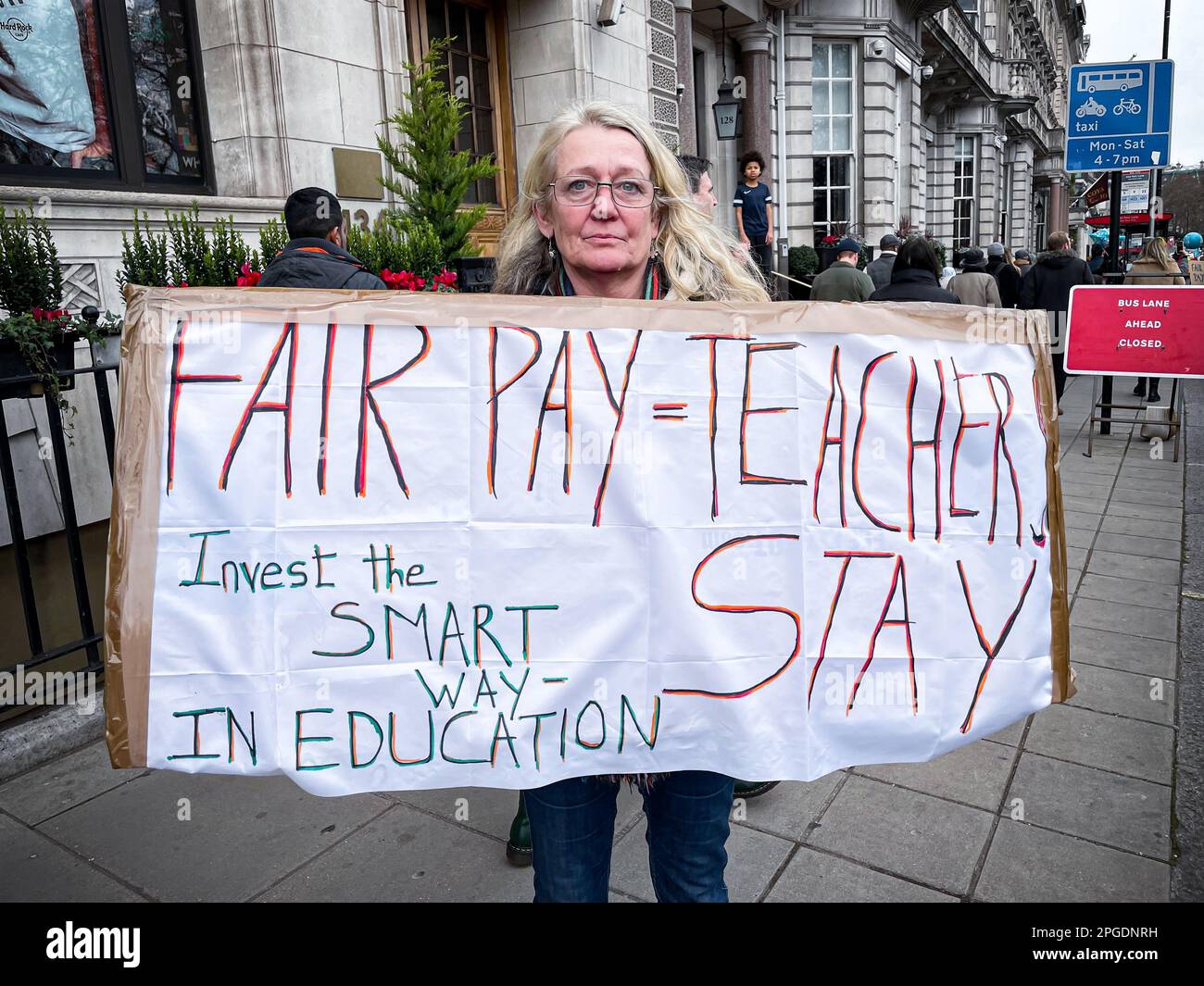 London, UK. 15th March, 2023. Protester at the biggest protest since ...