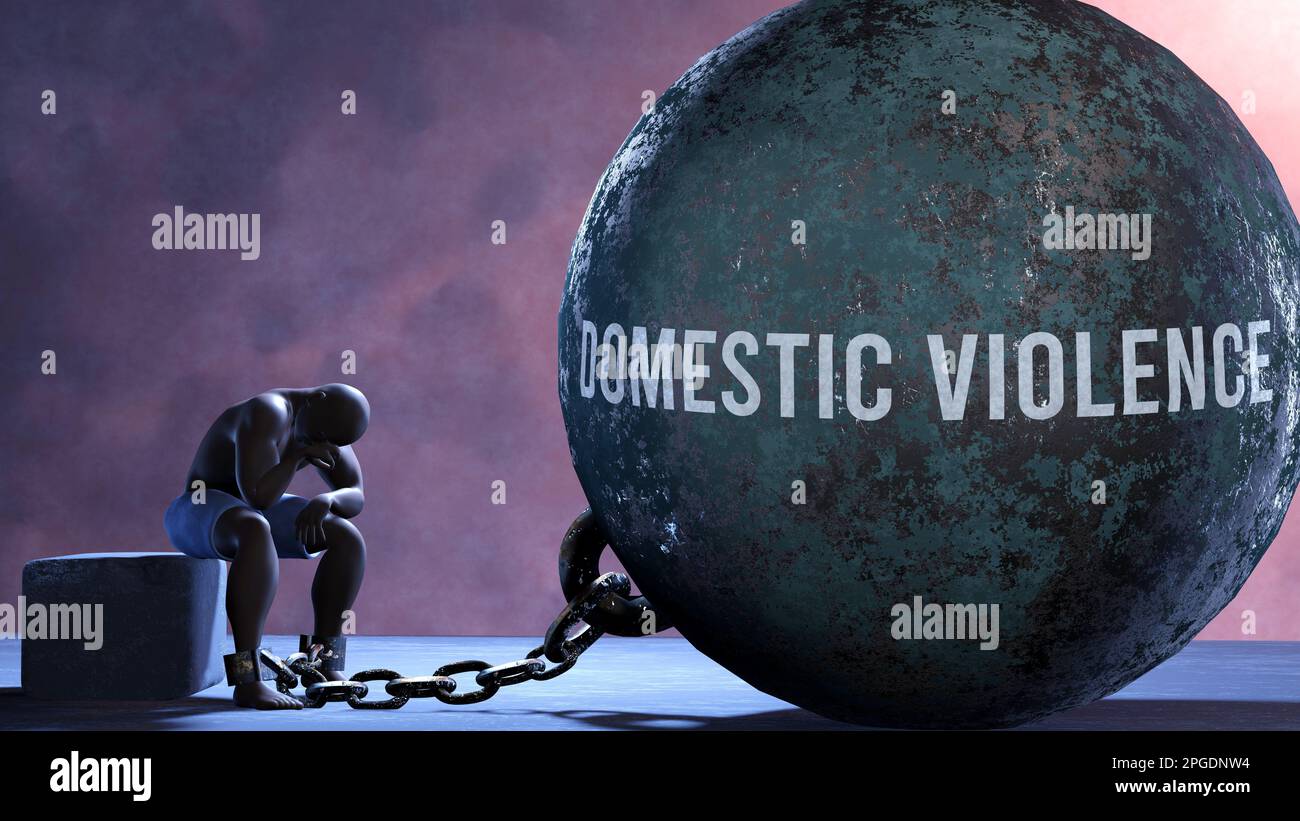 Domestic violence - a gigantic and unmovable weight chained to a ...