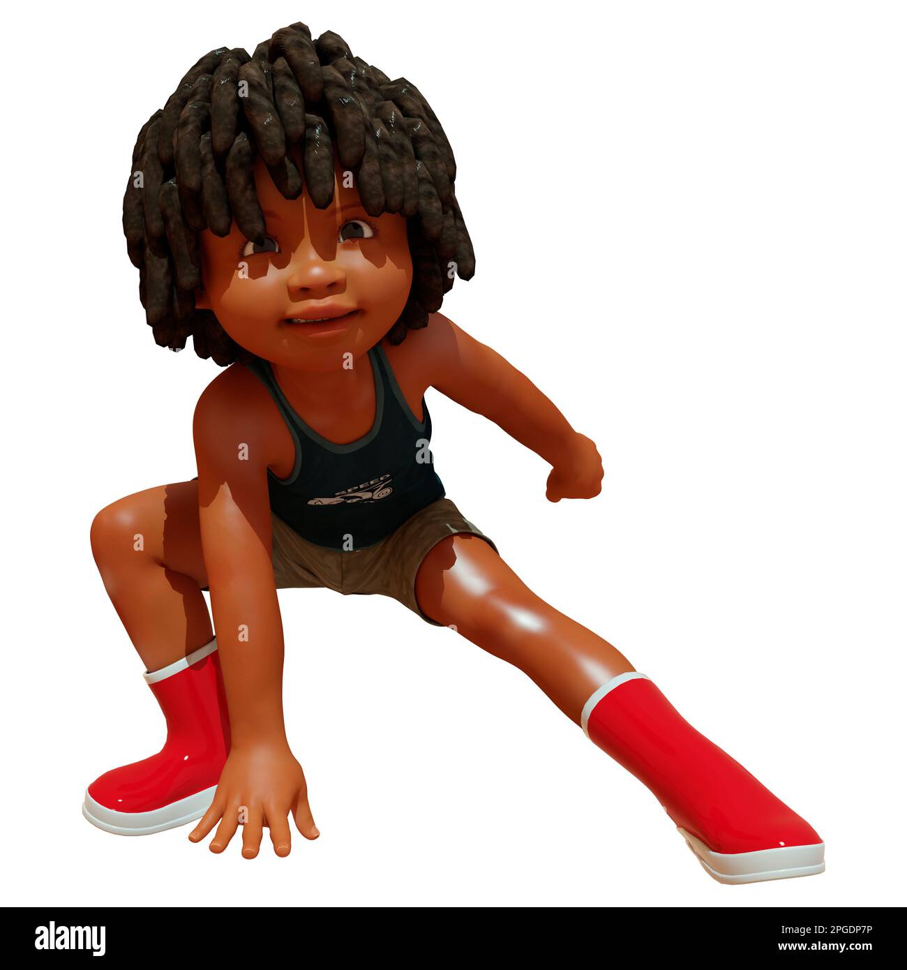 3D rendering of a cartoon African boy isolated on white background ...