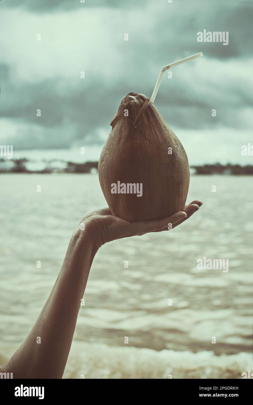 Close up of woman holding coconut hi-res stock photography and images ...