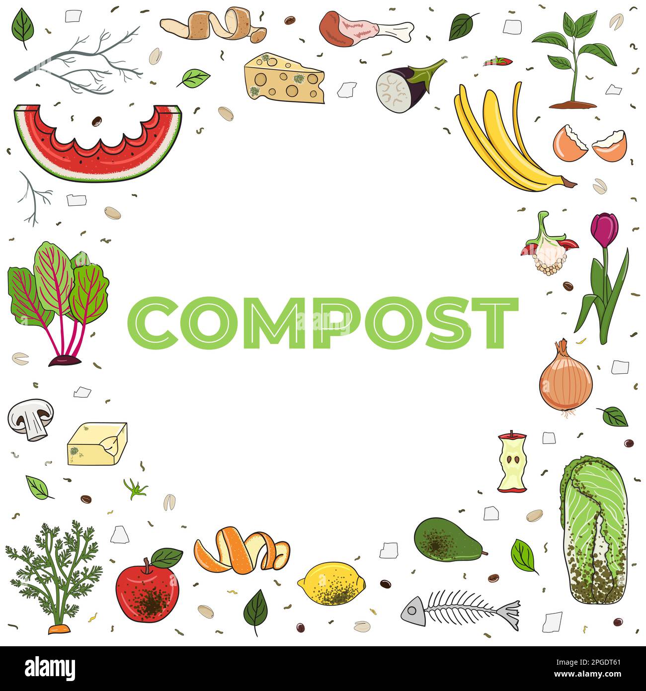 Frame with organic waste. No food wasted. Recycling organic waste ...