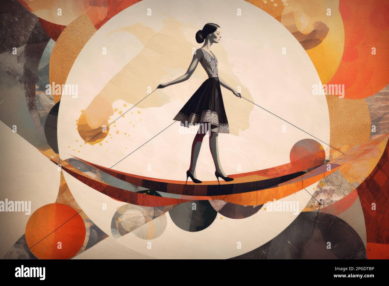 Woman walking tightrope illustration hi-res stock photography and ...