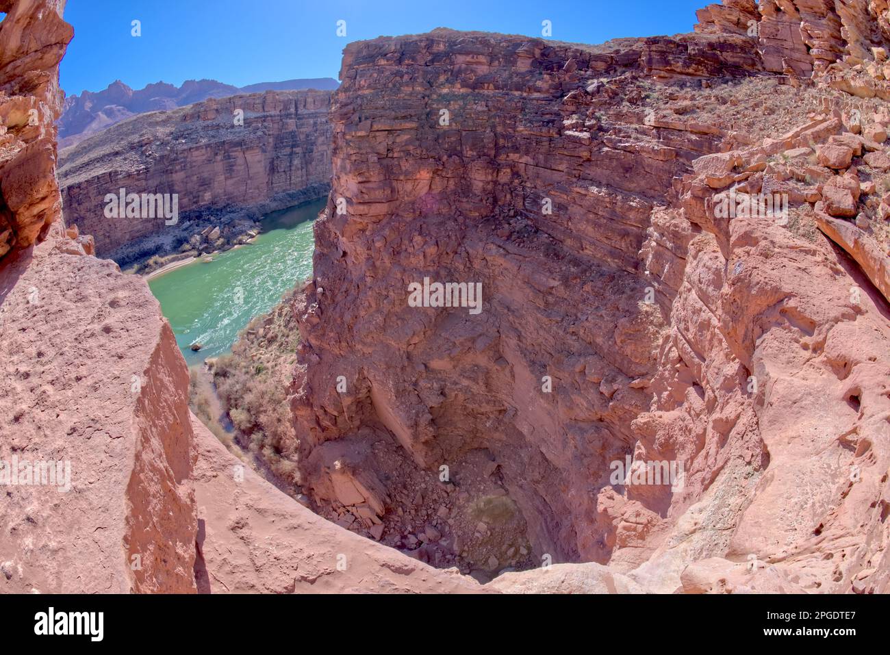 Colorado River view from dry falls of East Johnson Falls, Marble Canyon ...