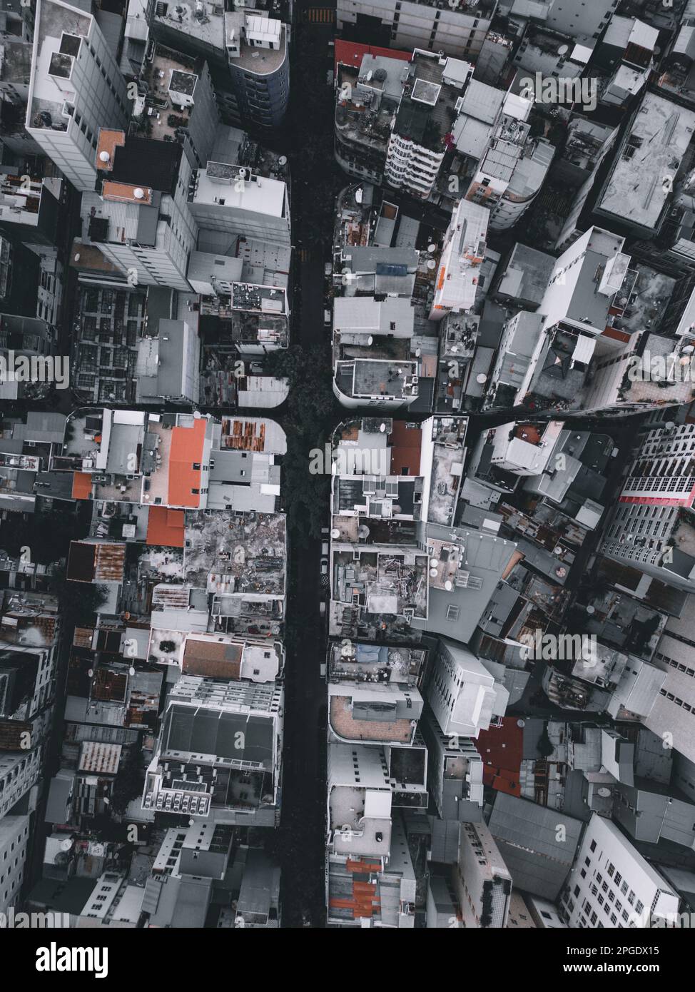 A stunning, aerial view of a bustling cityscape featuring tall ...