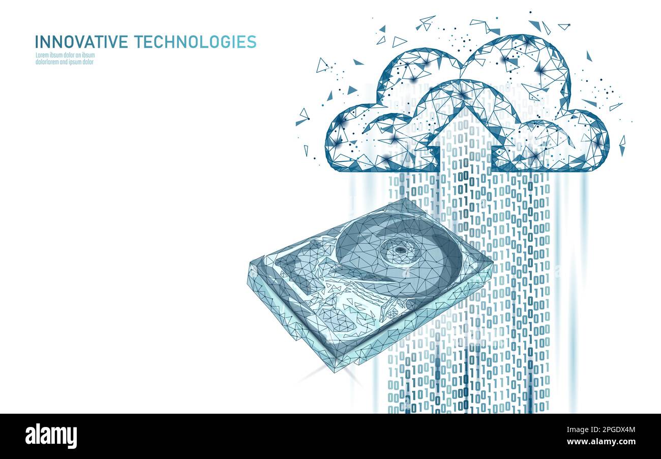 HDD hard disk drive file hardware. 3D low poly information storage ...
