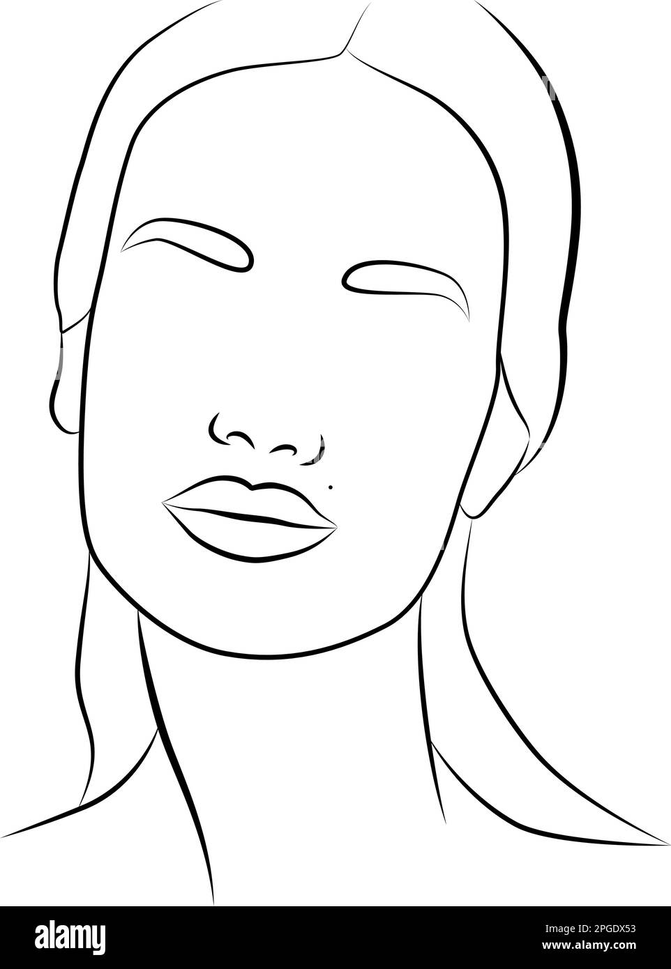 Portrait. Continuous line, drawing many faces and hairstyles, fashion ...