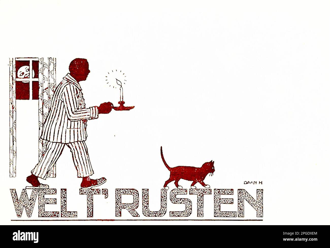 Daniël Hoeksema (dutch graphic artist) - A Man, candle in hand, follows ...