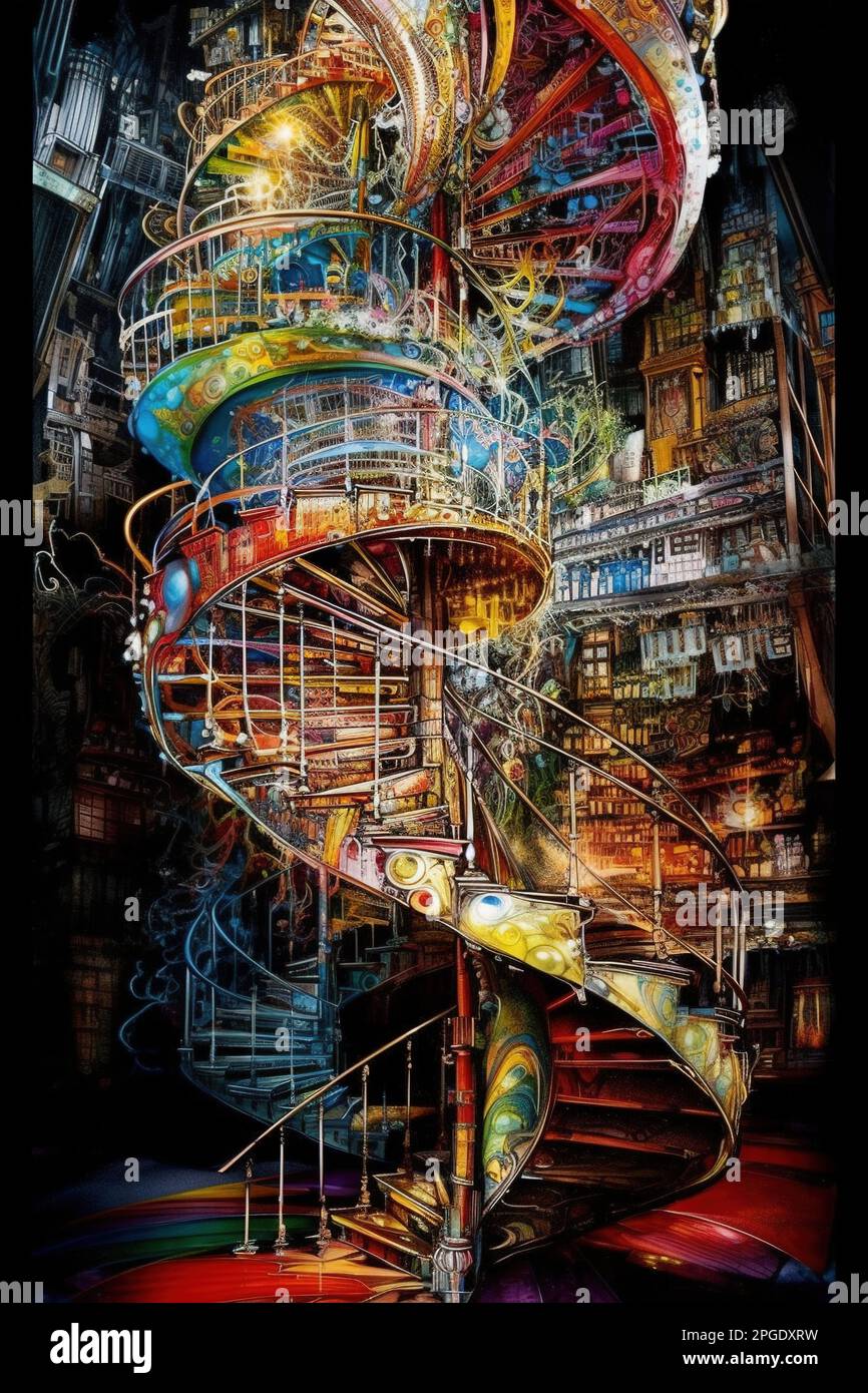 Ascending the Spiral Staircase to the Future Stock Photo - Alamy