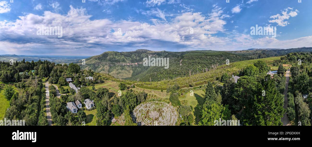 Drone view at the countryside of Hogsback in South Africa Stock Photo ...