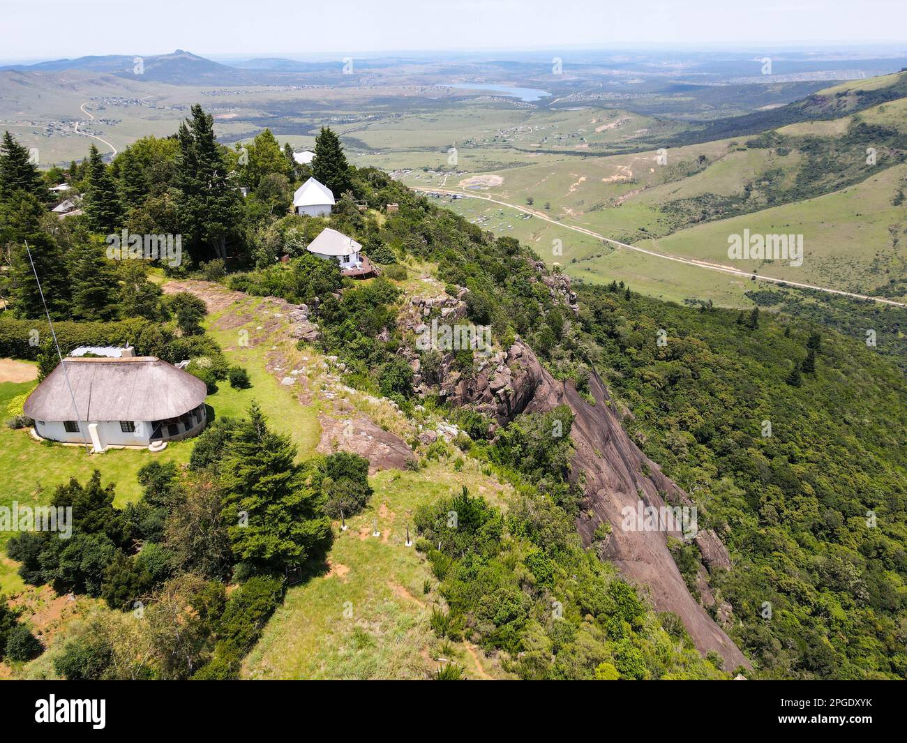Drone view at the countryside of Hogsback in South Africa Stock Photo ...