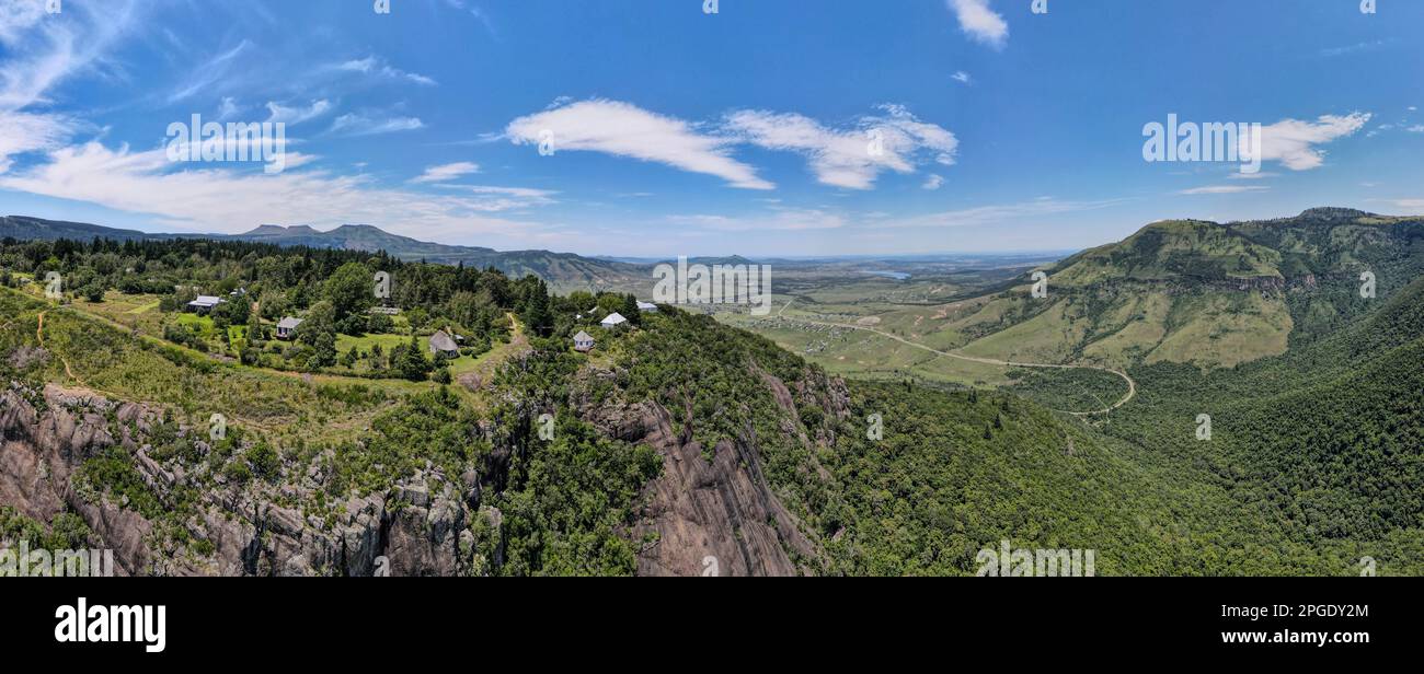 Drone view at the countryside of Hogsback in South Africa Stock Photo ...