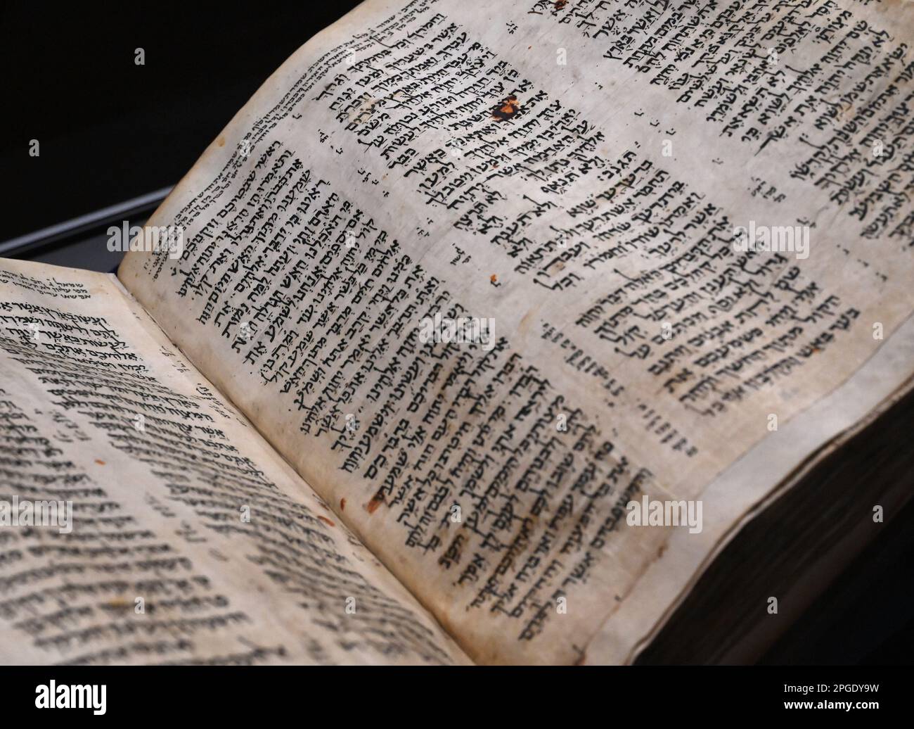 Tel Aviv, Israel. 22nd Mar, 2023. The Codex Sassoon, the earliest, most complete edition of the ...