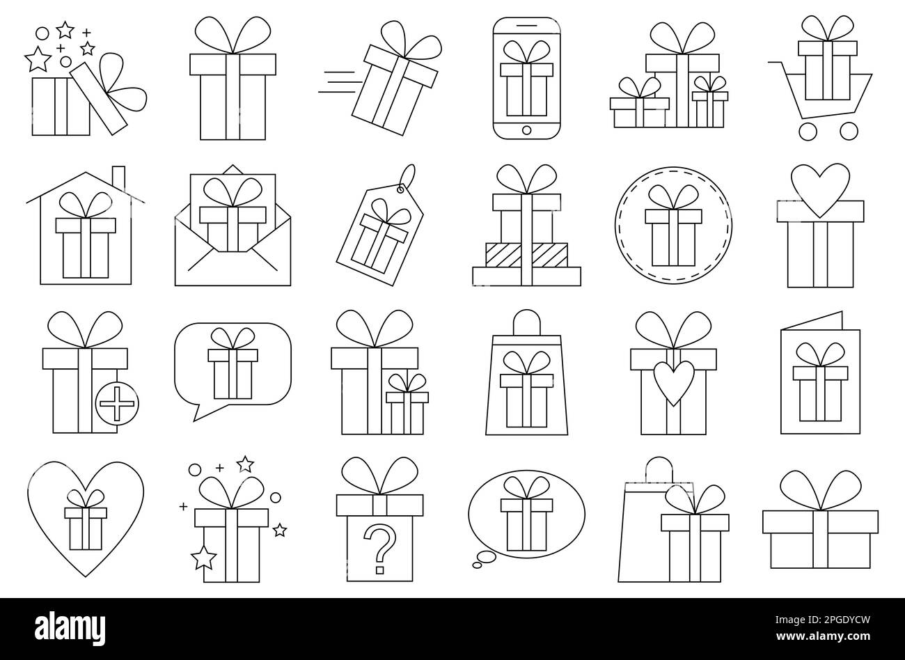Gift. A simple gift set of Linked vector line icons. Gift boxes Stock ...