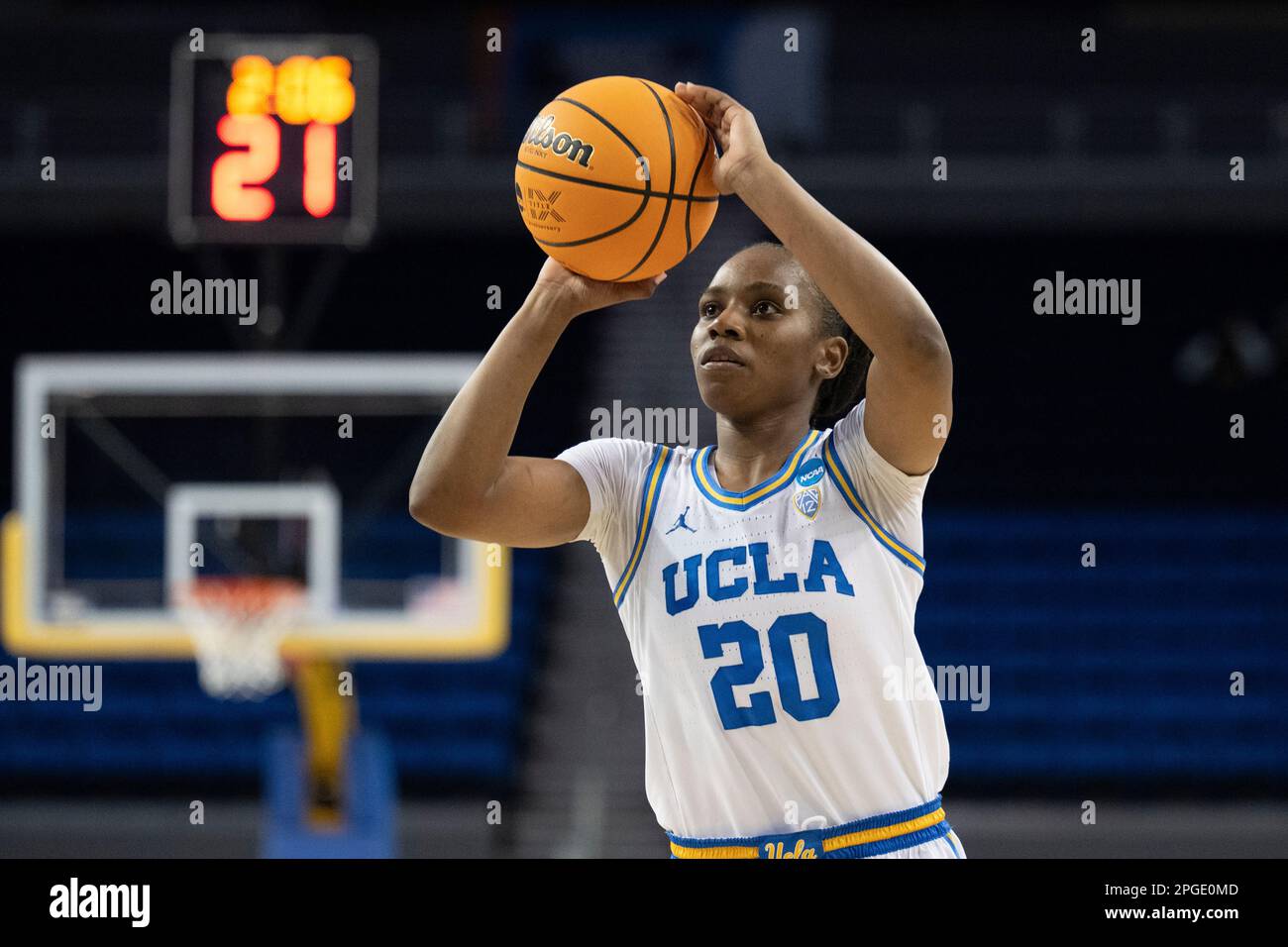 UCLA guard Charisma Osborne (20) shoots during the second half of a ...