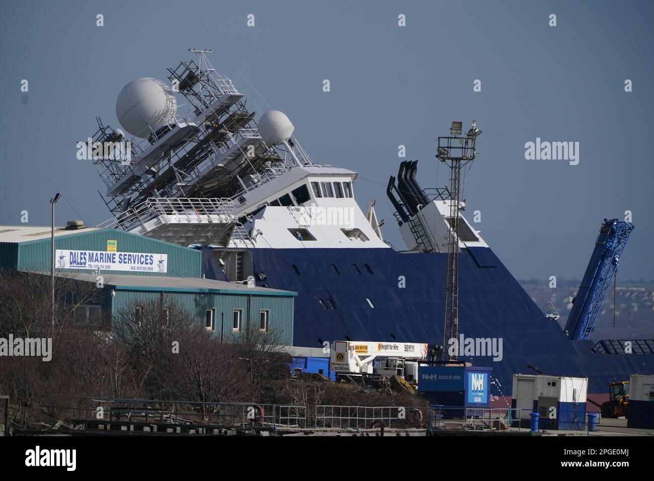 Emergency services at Imperial Dock in Leith, Edinburgh, where the ship ...