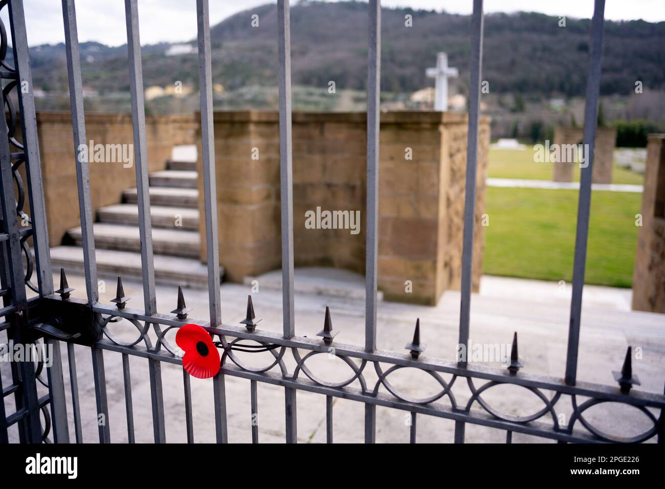The Commonwealth War Graves Commission war cemetery near the river Arno ...