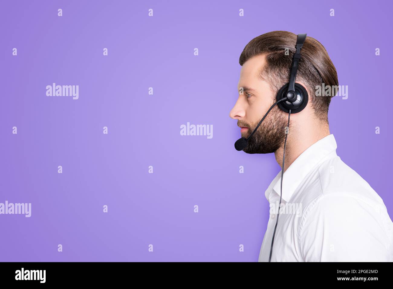 Profile half face portrait with copyspace, empty place for ...