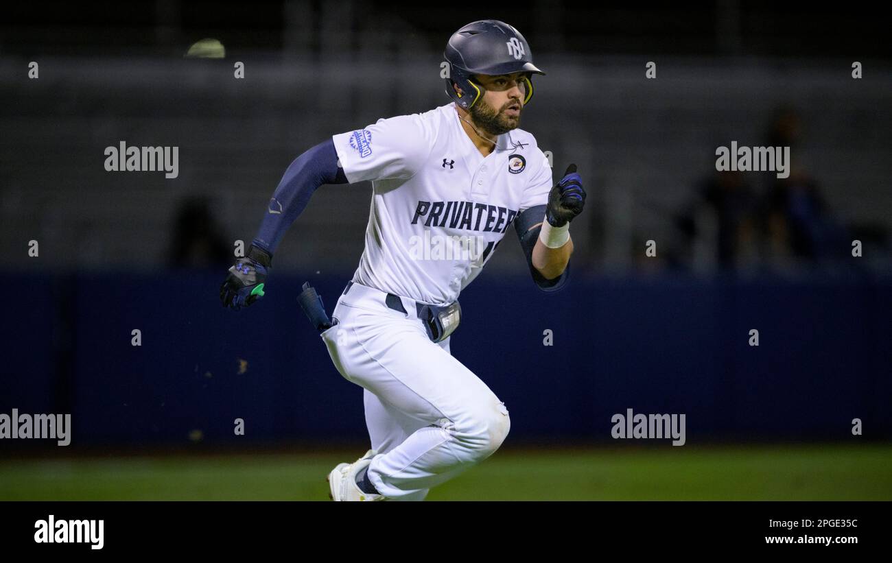 New Orleans catcher Miguel Useche (13) runs during an NCAA baseball game on Friday, March 3 ...