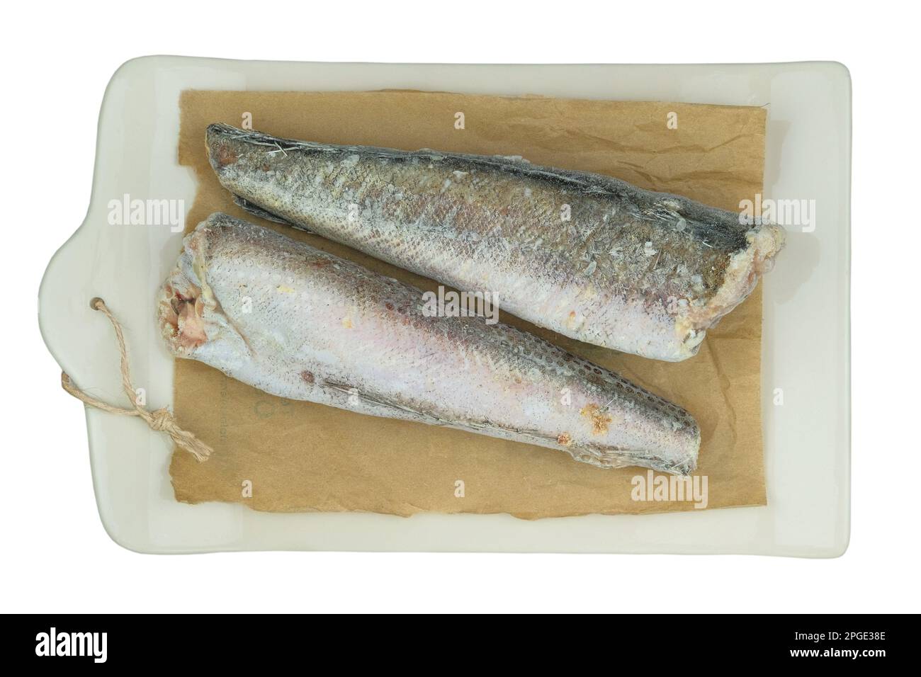 Raw hake isolated on white background. Ready to cooking. Iced Hake ...