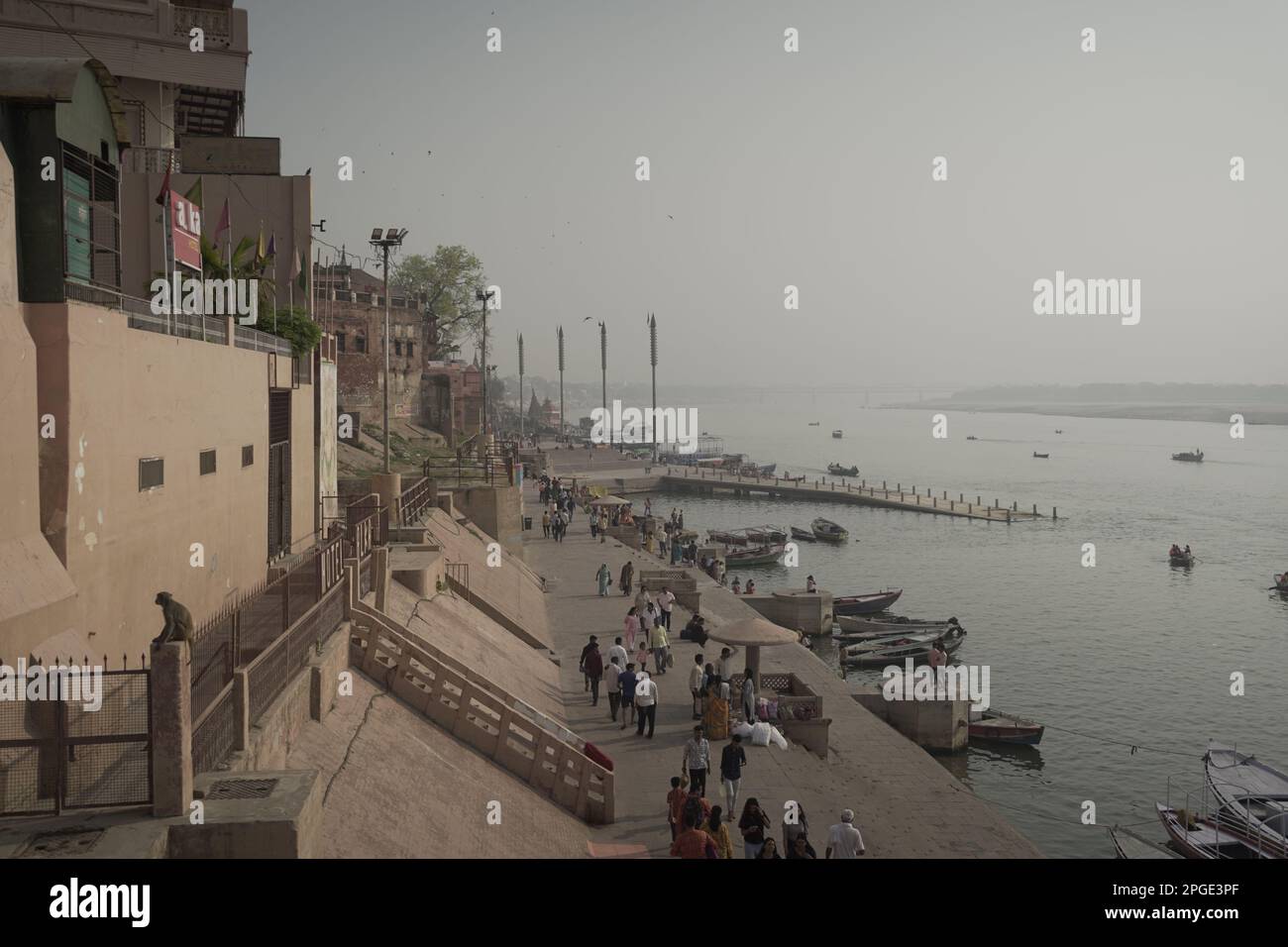 Varanasi India ancient city architecture panoramic view at sunrise as ...