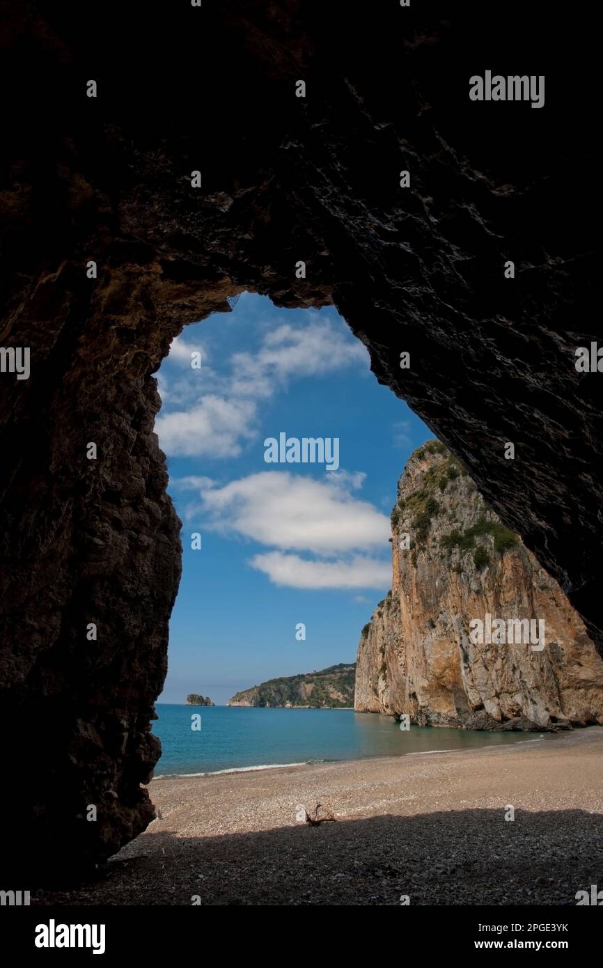 spiaggia dell'arco naturale, palinuro, centola, salerno, campania ...