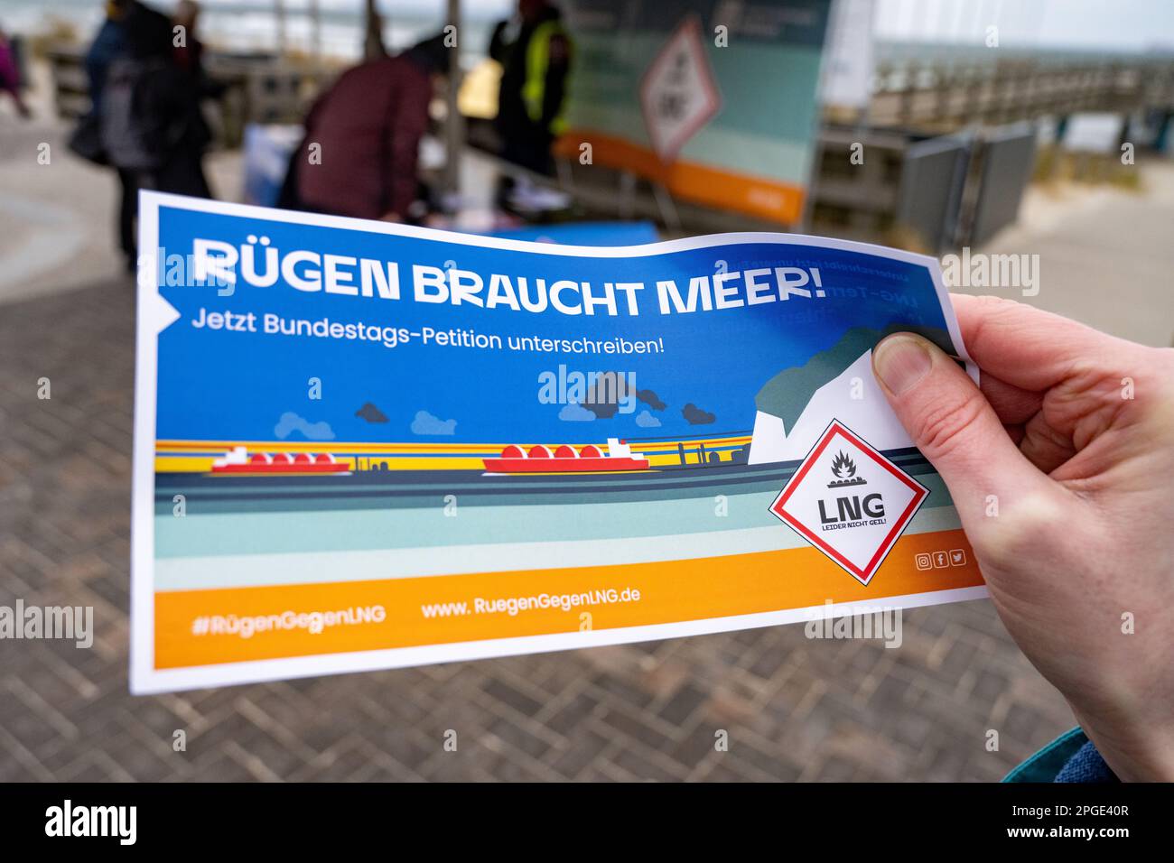 Binz, Germany. 10th Mar, 2023. A flyer of an action alliance against ...